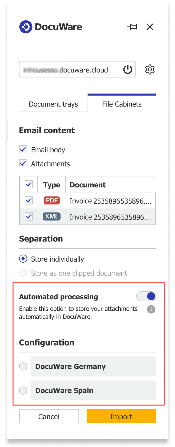 The new Outlook: E-invoices with DocuWare add-in