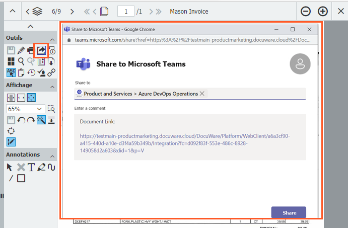 Nouvelle interface : DocuWare Connect to Teams