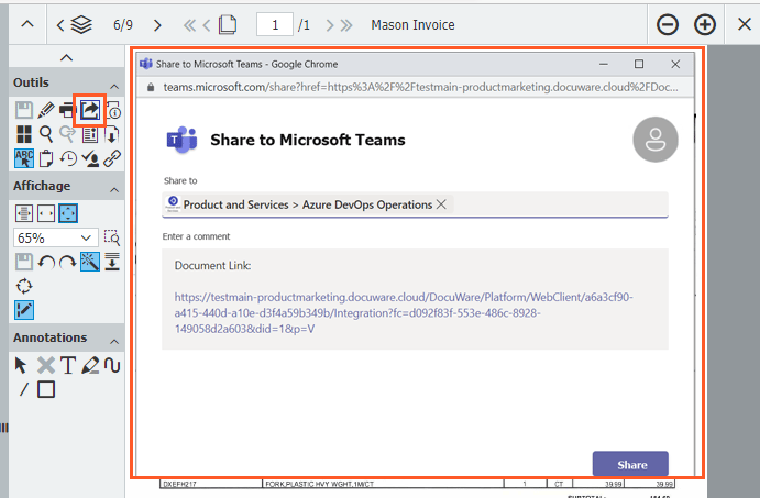 Nouvelle interface : DocuWare Connect to Teams
