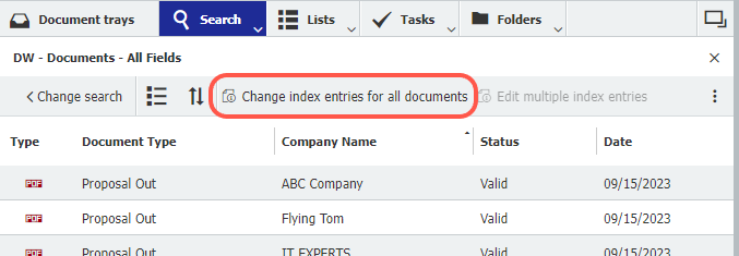 How to change index entries for 100+ documents at once