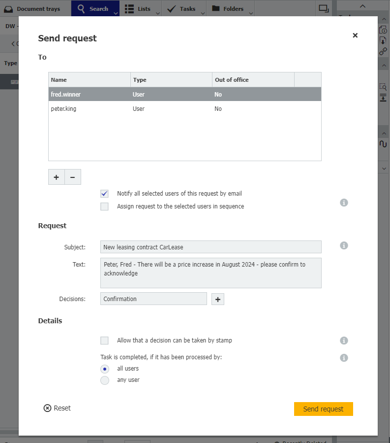 Quick approvals and confirmation with ad-hoc workflows