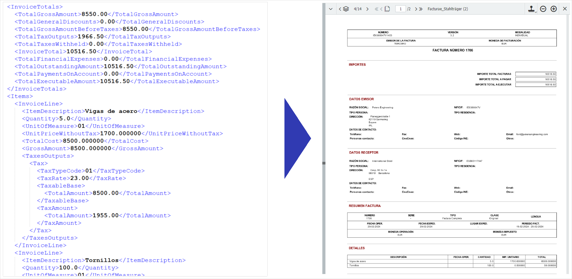 Process all invoice formats and XML documents