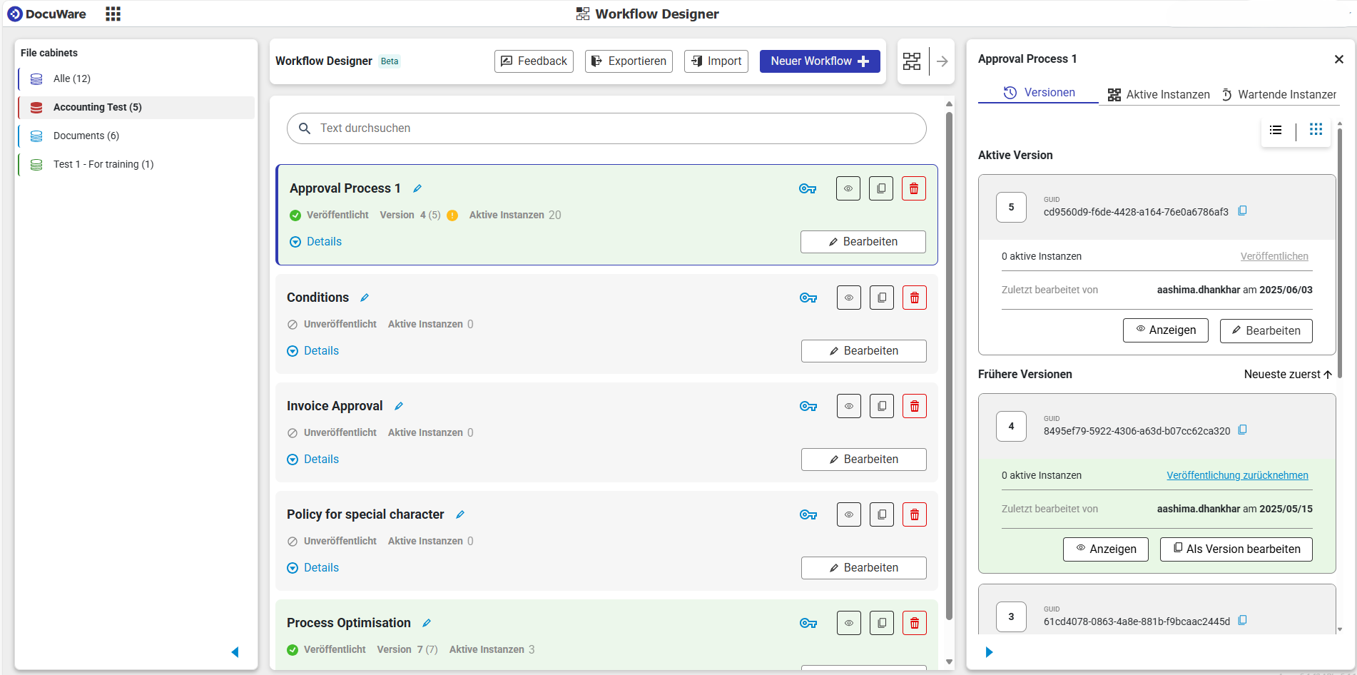 BETA für webbasierten Workflow Designer