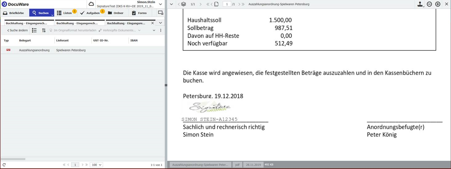 Elektronische Signaturen für Workflow-Dokumente
