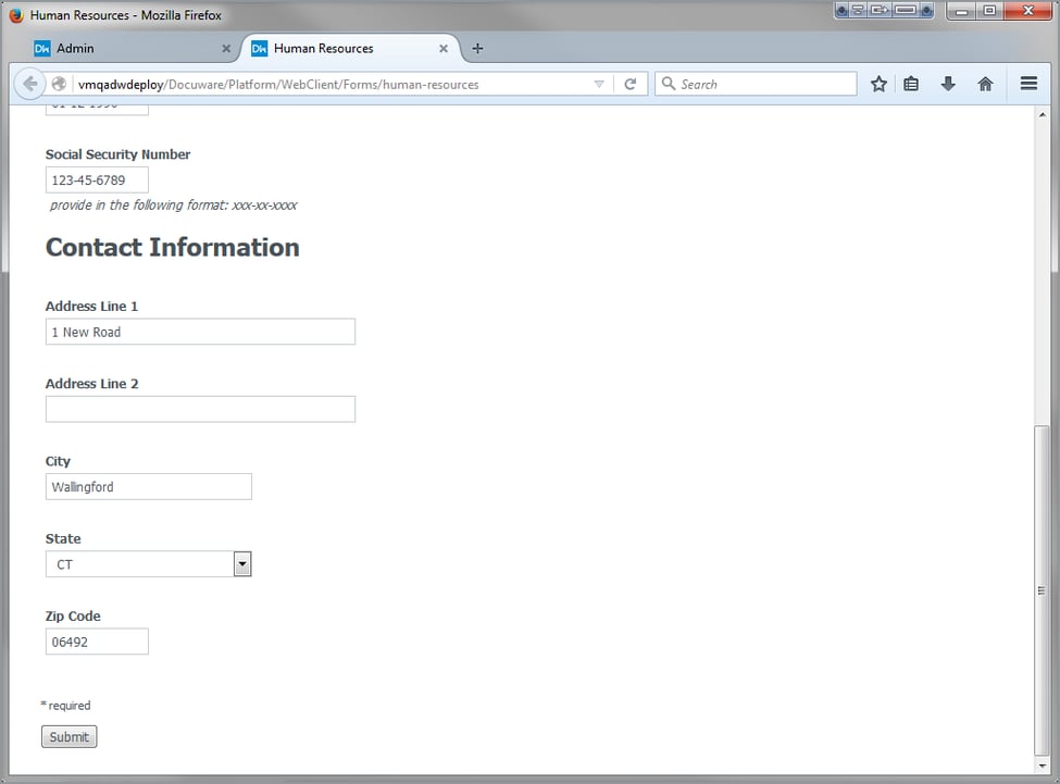 DocuWare Forms: Employee On-boarding