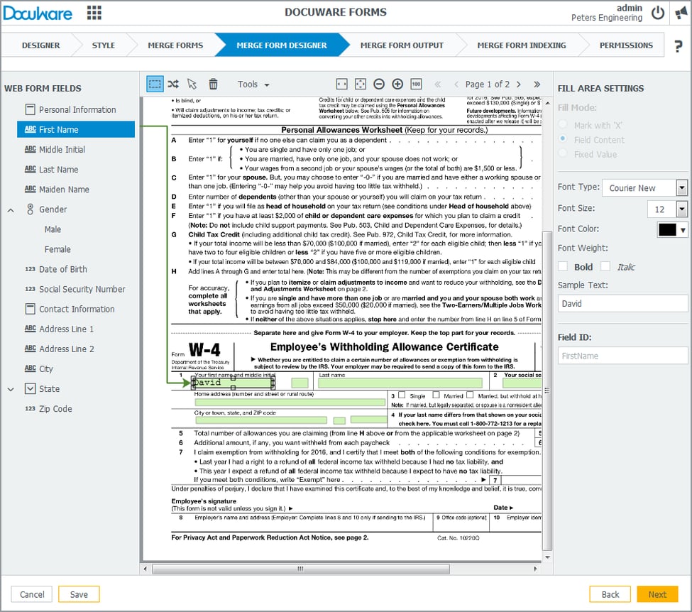 DocuWare Forms: Employee On-boarding