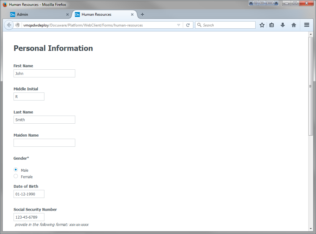 DocuWare Forms: Employee On-boarding