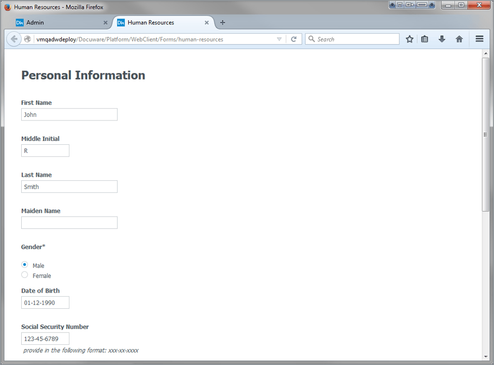 DocuWare Forms: Employee On-boarding