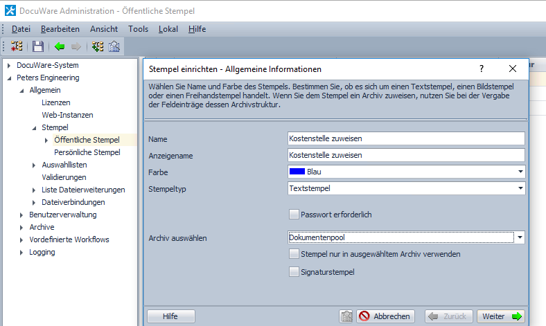 Sauberes Indexieren: Stempeln mit Auswahlliste
