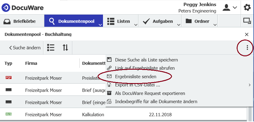 Archivierte Dokumente versenden