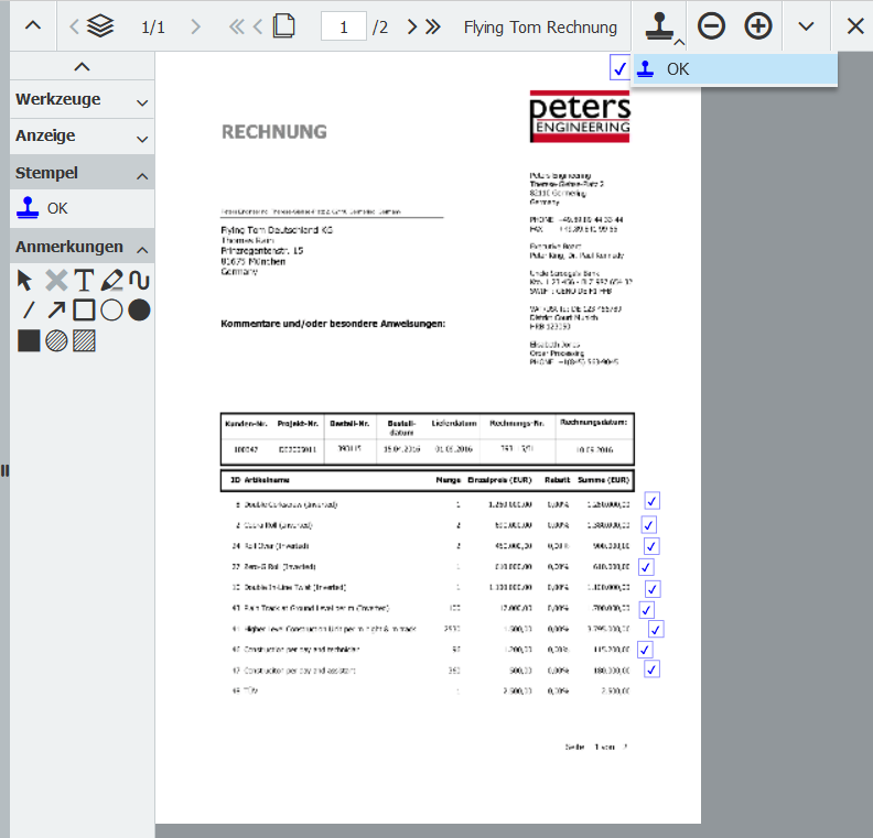 Turbo-Stempel: Rechnung mit vielen Positionen schnell abhaken