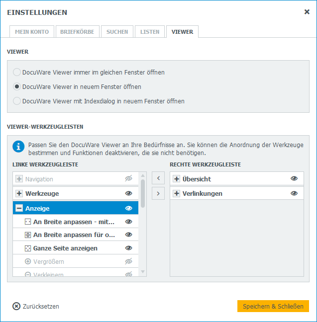 Der Viewer: Suchen Sie sich die Funktionen aus
