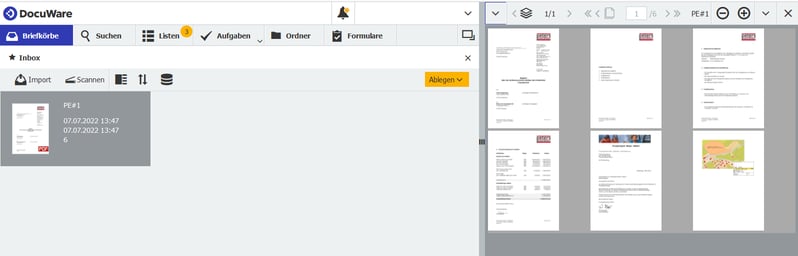 Dokumente im Briefkorb neu sortieren und zusammenheften