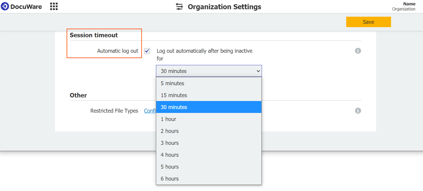 Security measure: Automatic logout for inactivity