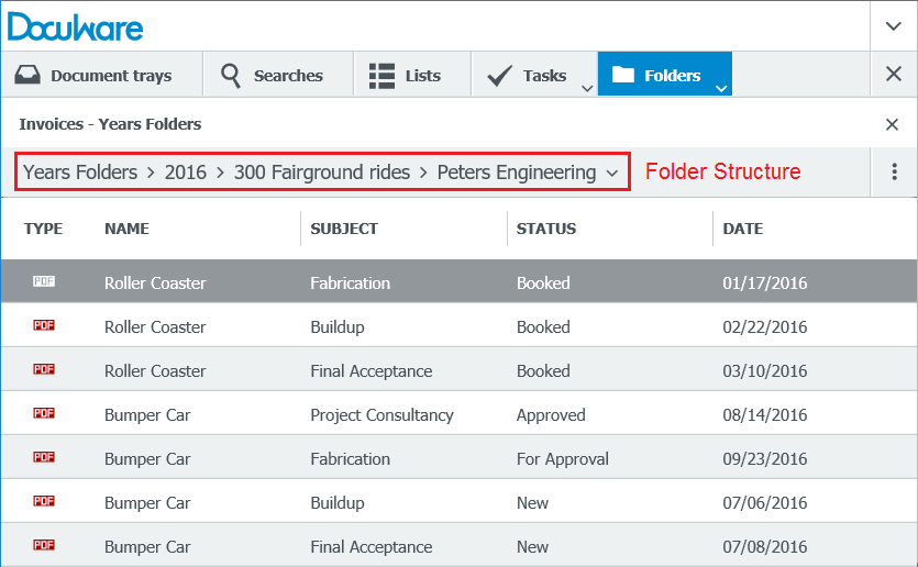 Searching for Documents in Folders with DocuWare