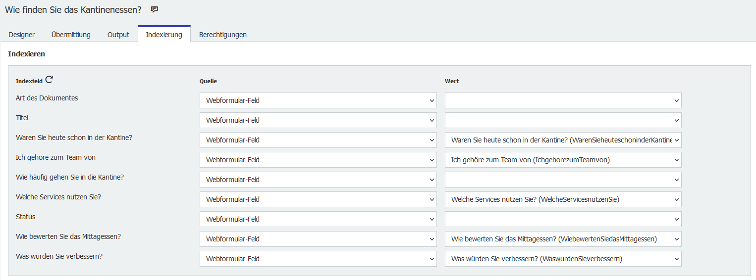 Online-Umfrage mit DocuWare Formular: Antworten auswerten