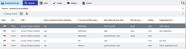 Online surveys using DocuWare forms: Options for analyzing responses
