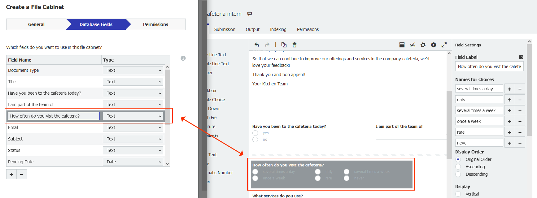 Online surveys using DocuWare forms: Options for analyzing responses