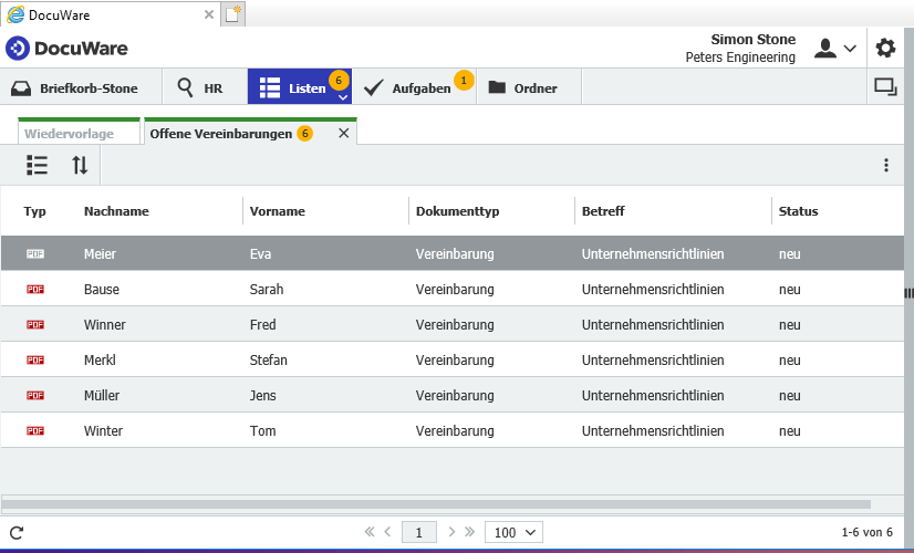 HR-Workflow: Kenntnisnahme mit Stempel